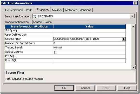 Informatica: SOURCE QUALIFIER TRANSFORMATION